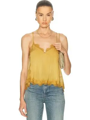 R13 Lace Trimmed Cami Top - Yellow