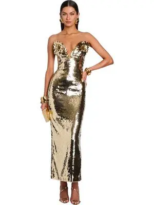 Retrofete Amulet Embellished Gown - Gold