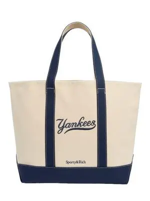 SPORTY & RICH New York Yankees Curve Tote Bag - Natural/dark Navy