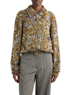 Dries Van Noten Abstract Sequin Jacket - Silver