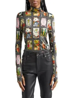 Alice + Olivia Delaina Mock Neck Mesh Top - Enchanted Tarot