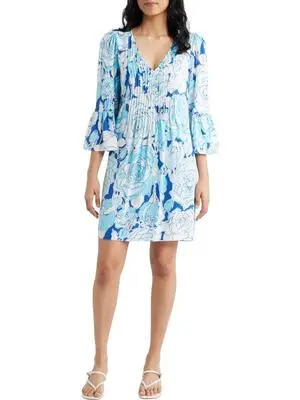 Lilly Pulitzer® Danika Pleated Bodice Floral Tunic Mini Dress - Capri Blue Rosanna