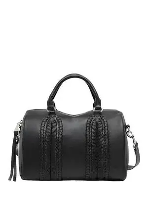 AIMEE Leather Satchel With Whipstitching Black