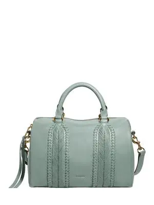 AIMEE Leather Satchel With Whipstitching - Healers Green