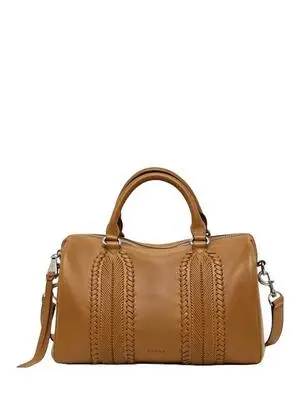 AIMEE Leather Satchel With Whipstitching Latte