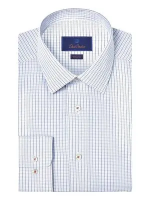 David Donahue Regular Fit Check Cotton Dobby Dress Shirt - White/berry