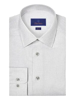 David Donahue Slim Fit Microcheck Stretch Cotton Twill Dress Shirt - Pearl/white