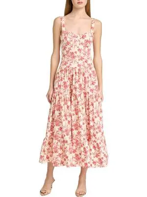 WAYF Melinda Floral Print Sleeveless Maxi Dress - Red Toile