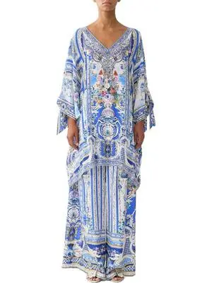 Camilla Tie Sleeve Short V Neck Kaftan - Ottoman Opulence