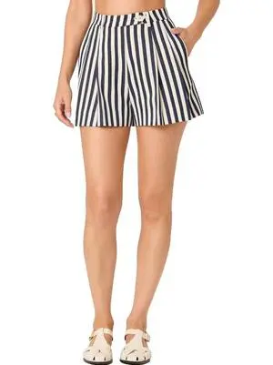 Astr The Label Preston Stripe Shorts - Cream Navy Stripe