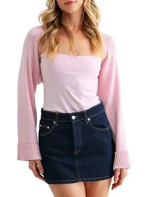 ALL IN FAVOR Rib Knit Bolero - Pink