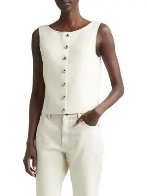 Lafayette 148 New York Button-front Sweater Vest - Ecru
