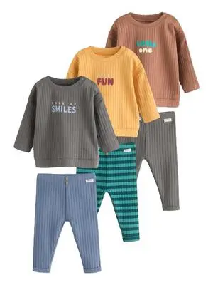 NEXT 6-pack Assorted Rib Knit Tops & Leggings Set - Green