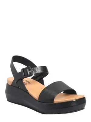 Kork-Ease® Hallie Platform Sandal - Black Leather