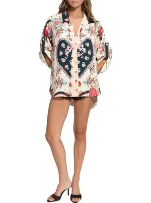 Agua Bendita Marray Solstice Button-up Shirt - Black/ivory/pink