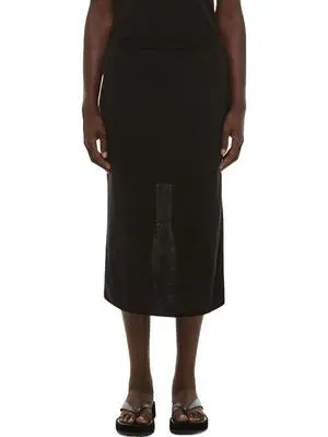 Helmut Lang Merino Wool Blend Midi Sweater Skirt - Dark Brown