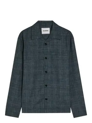 JIL SANDER Checked Wool-blend Shirt - Grey