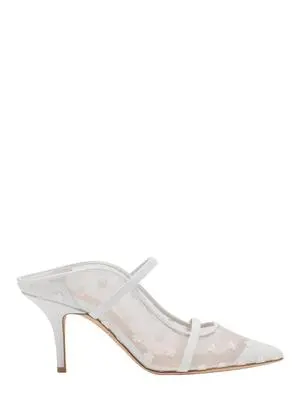 MALONE SOULIERS Maureen 70 Floral-mesh Heeled Mules - White