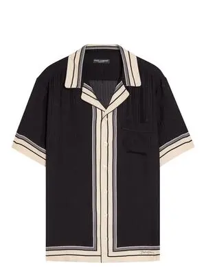 Dolce & Gabbana Striped Logo-jacquard Silk Shirt - Black