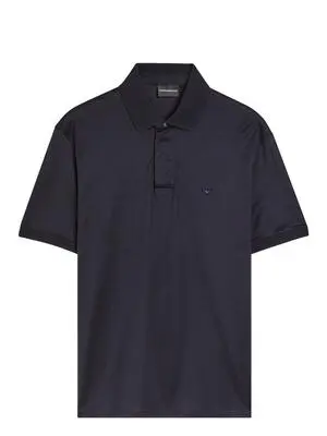 Emporio Armani Logo-embroidered Jersey Polo Shirt - Navy