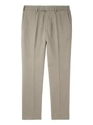 Thom Sweeney Straight-leg Cotton-twill Trousers - Neutrals
