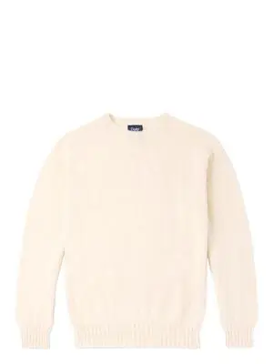 DRAKE'S Brushed Shetland Wool Sweater - Neutrals
