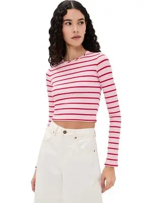 STATE & LAKE Willow Stripe Tee - Pink/red
