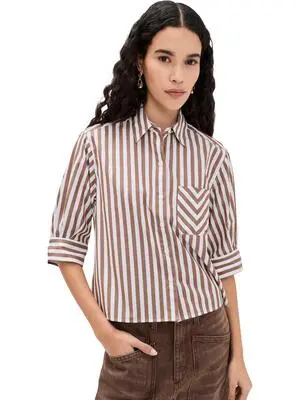 Rag & Bone Lucia Stripe Poplin Shirt - Brwst