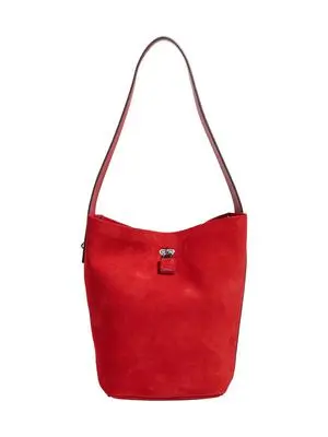 Tory Burch Suede Slim Bucket Bag - Red