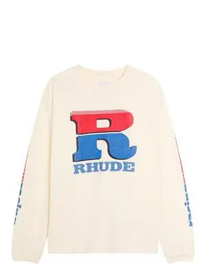 Rhude Split Petrol Logo-print Cotton T-shirt - White