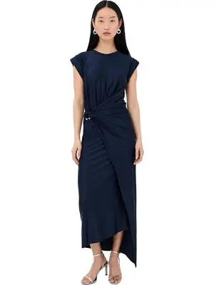 Rabanne Draped Jersey Maxi Dress - Deep Navy