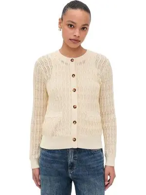 Rag & Bone Leslie Pointelle Cardigan - Ivory