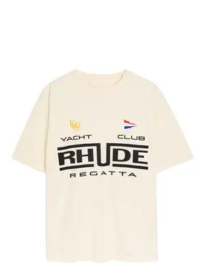 Rhude Regatta Printed Cotton T-shirt - White