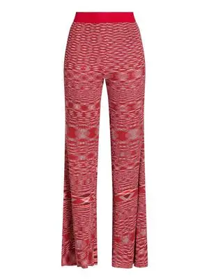 Missoni Spacedyed Ribbed Silk Flare Pants Red