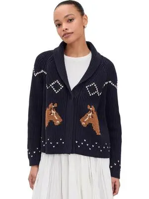The Great. Horse Lodge Cardigan - Navy