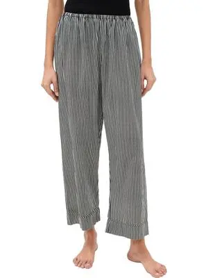 The Great. The Easy Sleep Pants - Black & Cream Crew Stripe