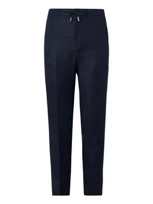 Mr P. James Slim-fit Linen-twill Drawstring Pants - Midnight Blue