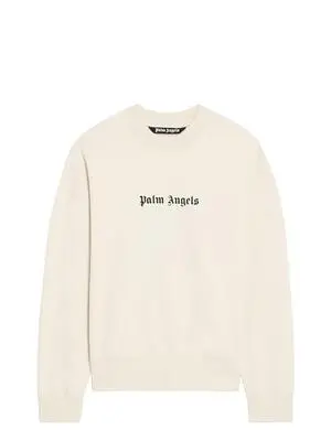Palm Angels Logo-print Cotton-terry Sweatshirt - Ecru