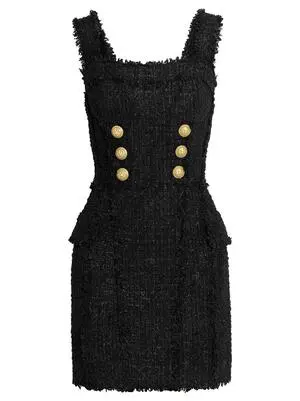 Balmain Embellished Tweed Mini Dress - Black