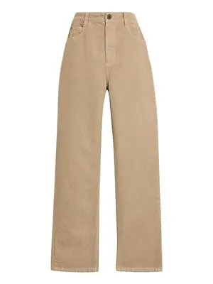 Brunello Cucinelli Metallic High-rise Straight-leg Jeans - Sand