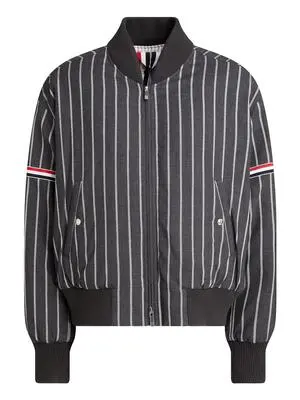 THOM BROWNE Striped Wool Down Bomber Jacket