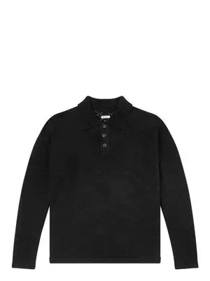 BODE Anisette Pointelle-knit Cotton Polo Shirt - Black