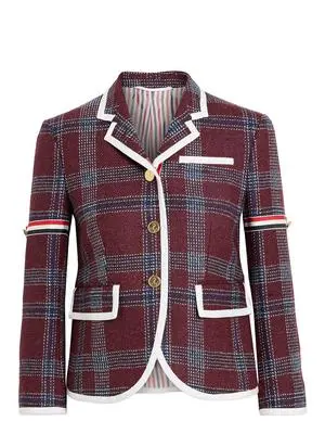 Thom Browne Checked Wool-tweed Blazer - Burgundy
