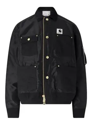 Sacai Carhartt Wip Padded Shell And Cotton-twill Bomber Jacket - Black