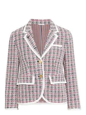 Thom Browne Grosgrain-trimmed Cotton-tweed Blazer - White