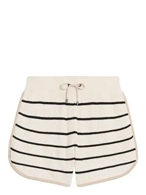 Brunello Cucinelli Striped Ribbed Cotton Shorts - Ecru