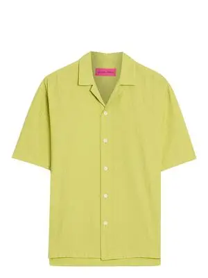 THE ELDER STATESMAN Cotton And Silkblend Jacquard Shirt - Chartreuse