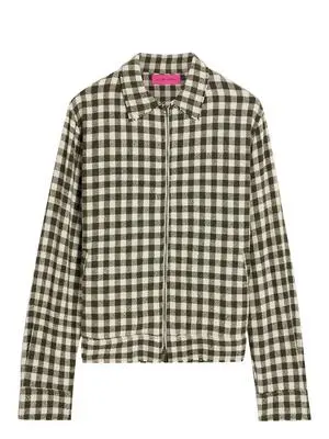 THE ELDER STATESMAN Gingham Cashmere Jacket - Forest Green