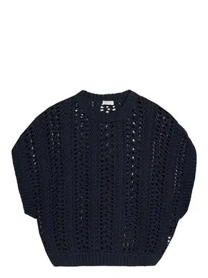 Brunello Cucinelli Open-knit Cotton Vest - Navy
