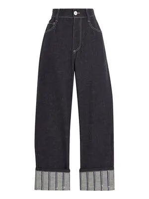 Brunello Cucinelli Cropped High-rise Straight-leg Jeans - Dark Denim